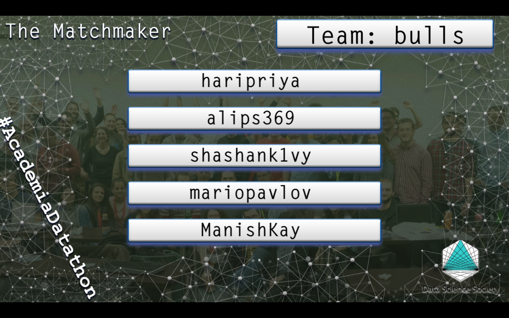 Matchmaker results for Academia Datathon – Data Science Society